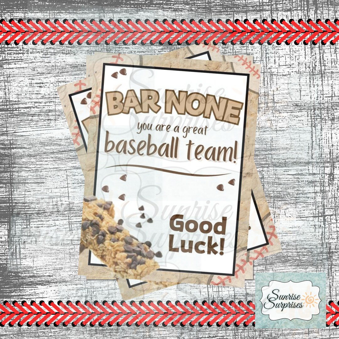 Baseball Team Snack Printable | Good Luck Granola Bar Cards (PDF) - Etsy