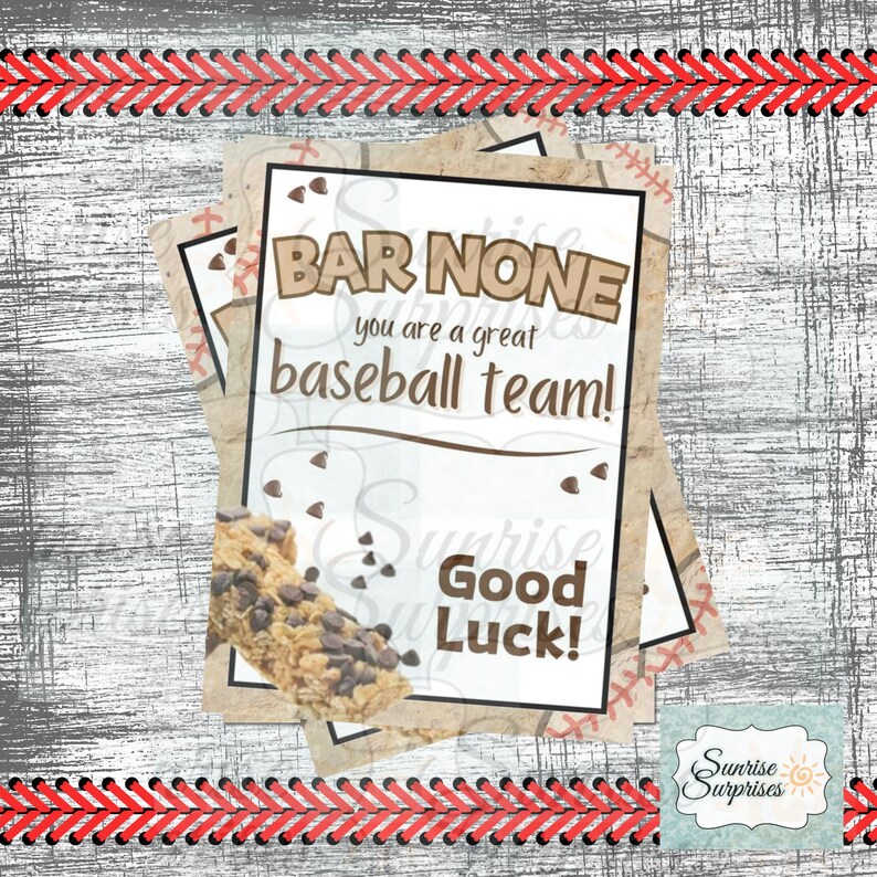 Baseball Team Snack Printable | Good Luck Granola Bar Cards (PDF) - Etsy