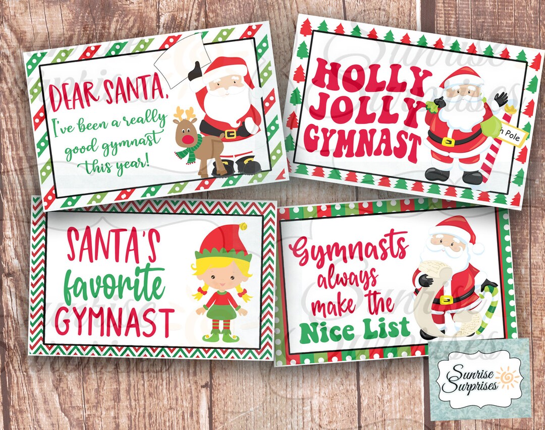 Gymnast Tumble Christmas Cards / Christmas Gymnast Printable ...