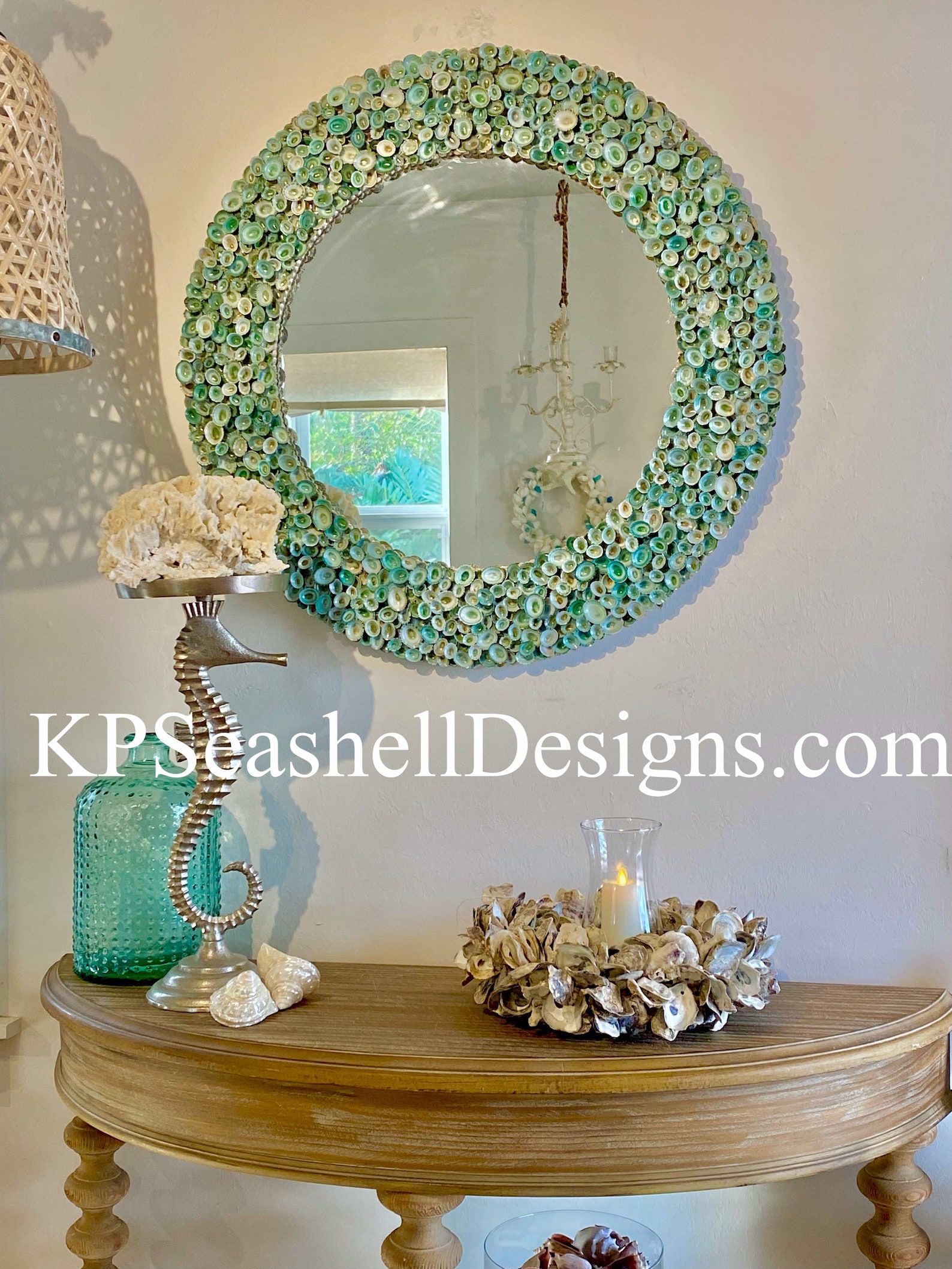 Handmade Artisan Shell Designer One of a Kind Seashell Mirror Faeturing ...