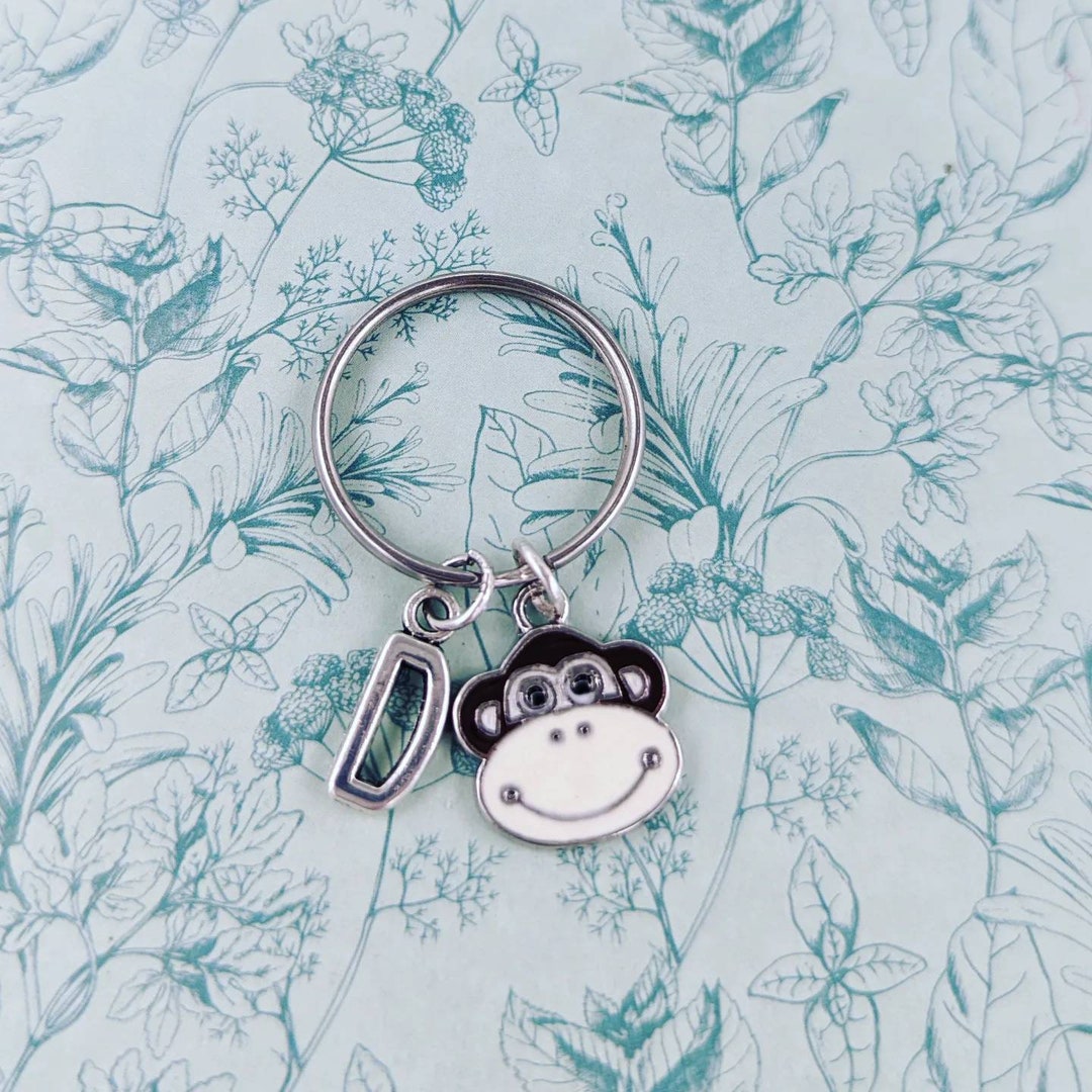 Monkey Keychain, Monkey Lover Gifts, Bag Charm, Personalised Keyring ...