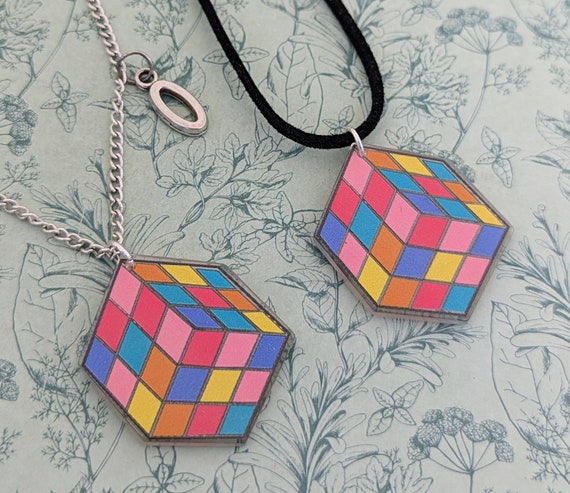 Rubik's Cube Necklace Rubik's Cube Jewelry Geek - Etsy