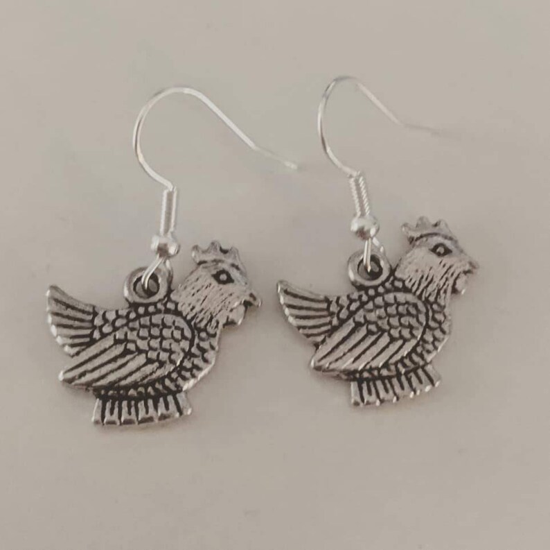 Chicken earrings chicken jewellery animal earrings chicken | Etsy