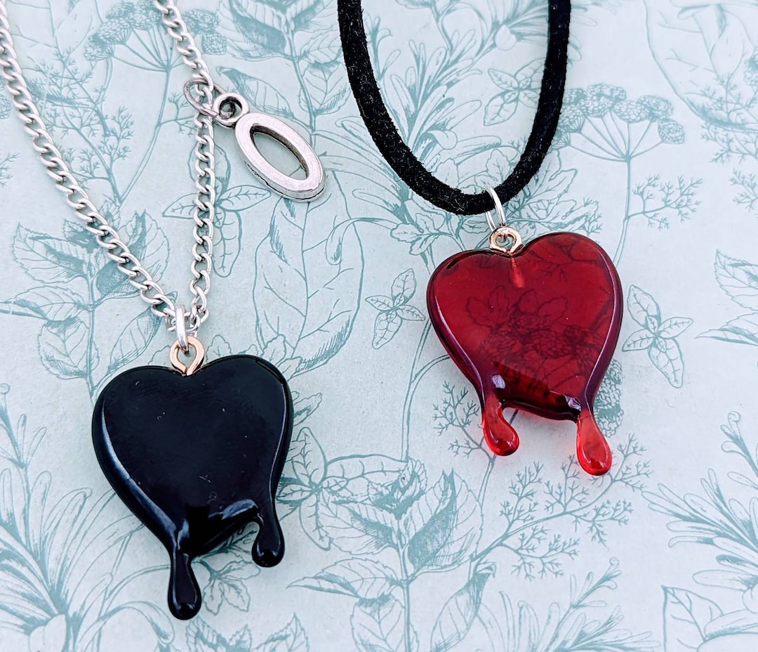 Bleeding Heart Necklace, Gothic Style Necklace, Red Heart Themed ...