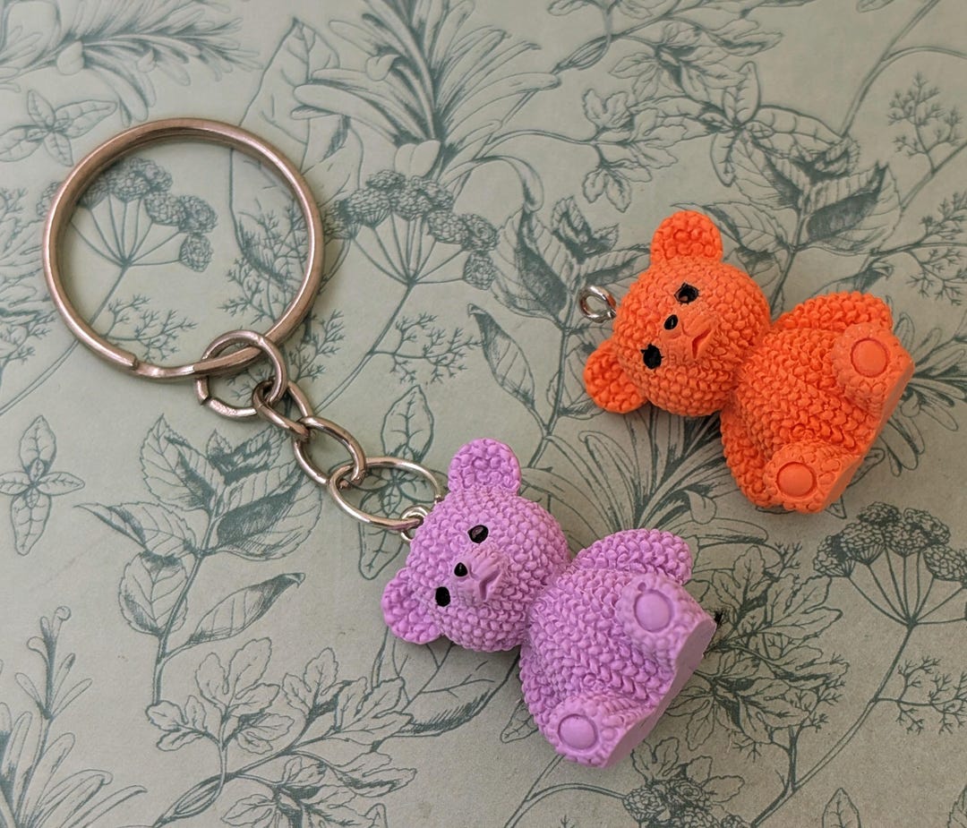 Orange Teddy Bear Keyring, Teddy Bear Lover Gifts, Teddy Bear Themed ...
