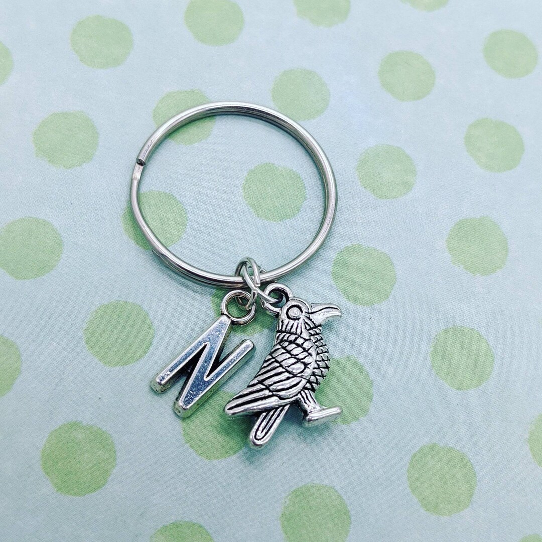 Raven Keychain, Raven Gifts, Bird Keychain, Bird Lover Gifts, Initial ...