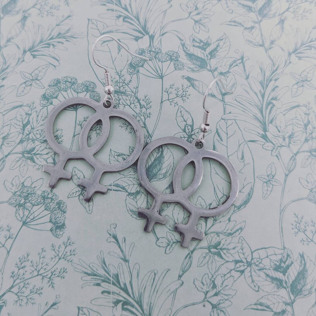 Double Venus Earrings, Female Symbol, Feminist Jewelry, LGBTQ Earrings ...