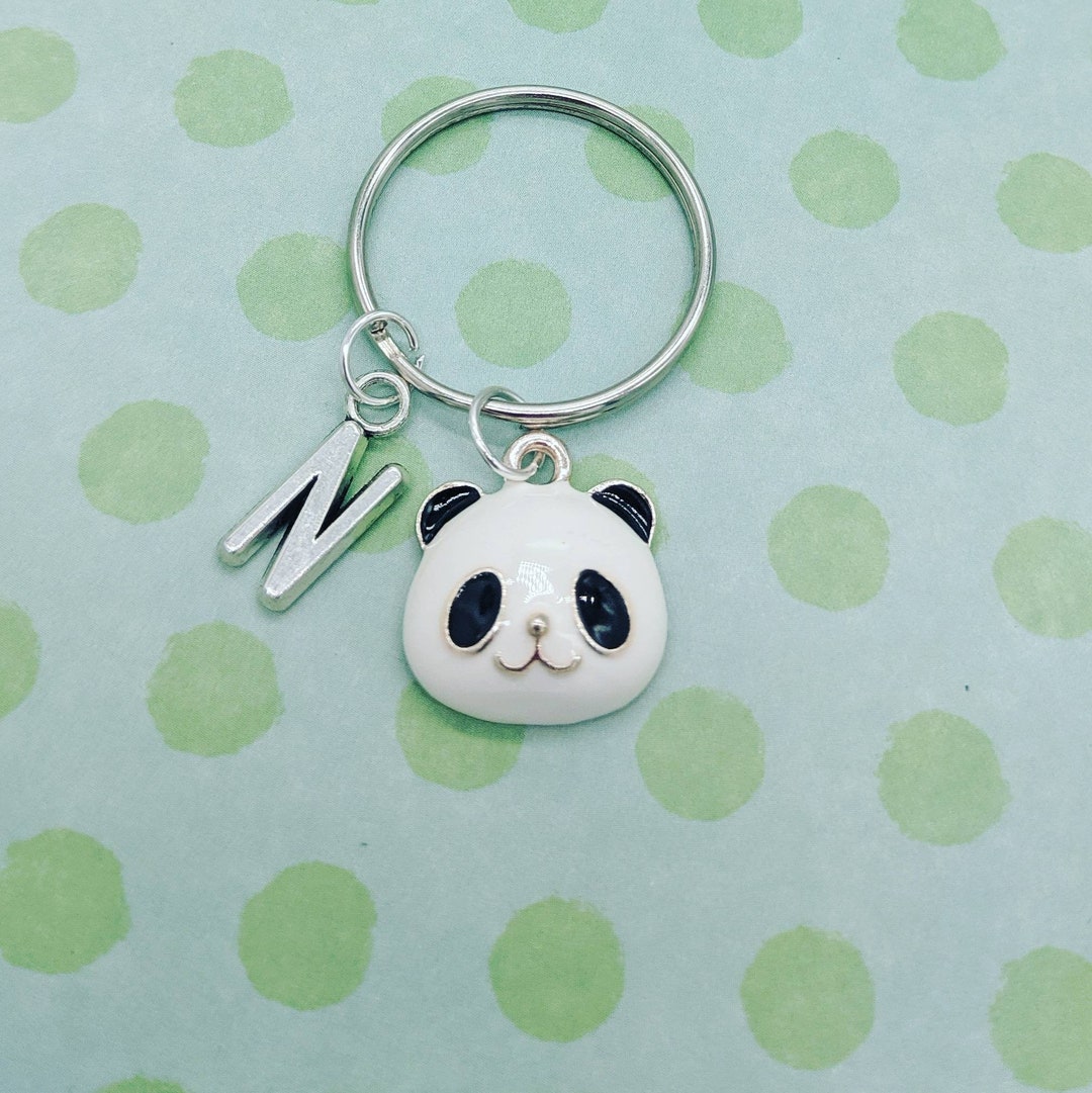 Panda Keyring, Animal Keychain, Personalised Keyrings, Initial Keyring ...