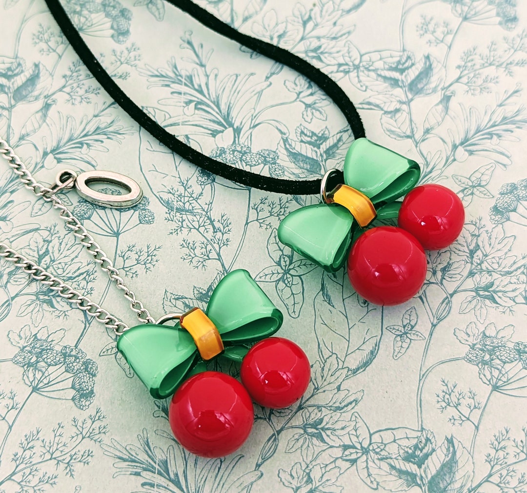 Red Cherry Necklace, Quirky Kawaii Necklace, Cute Kawaii Jewelry ...