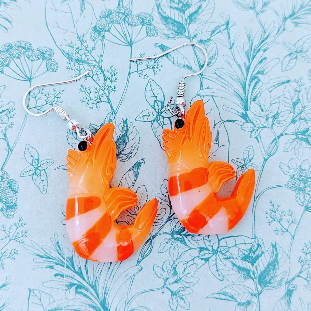 Shrimp Earrings, Shrimp Jewellery, Shrimp Lover Gifts, Statement ...