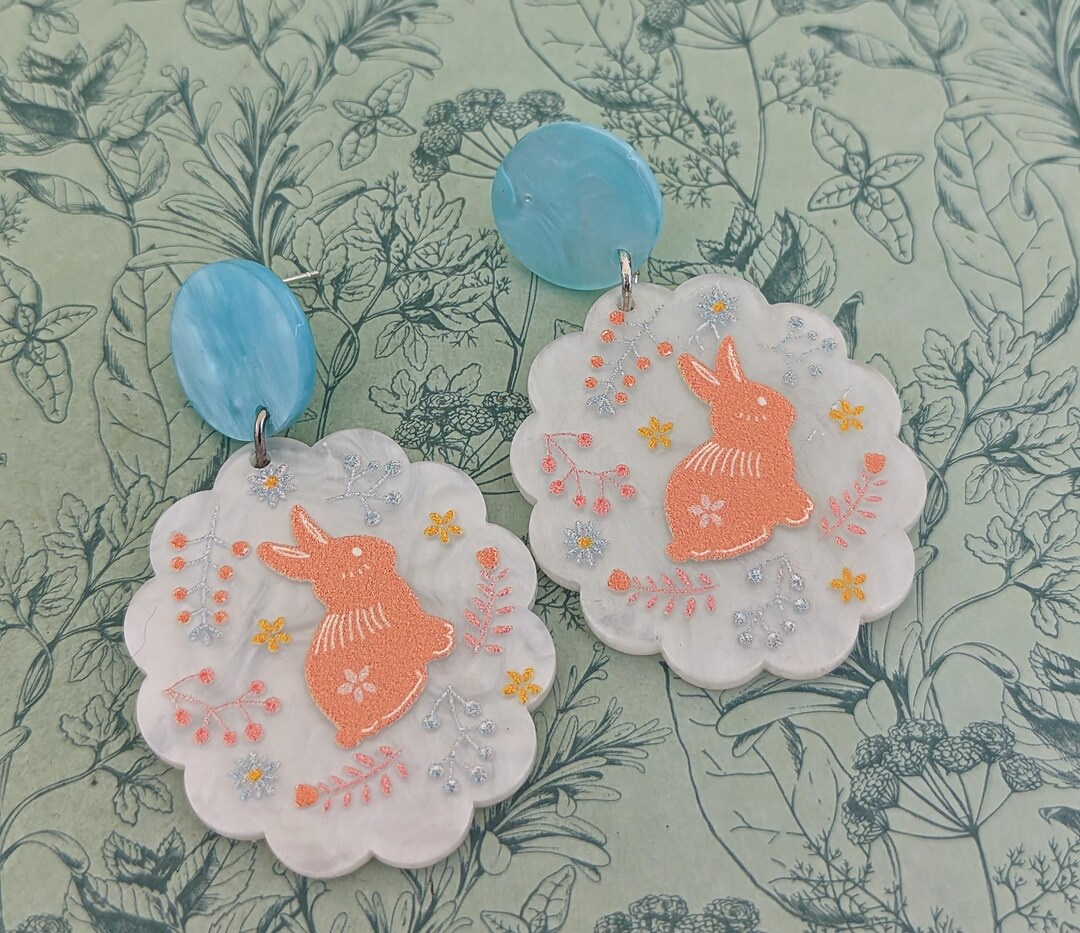 Cute White Rabbit Stud Earrings, Rabbit Themed Jewellery, Rabbit Lover ...