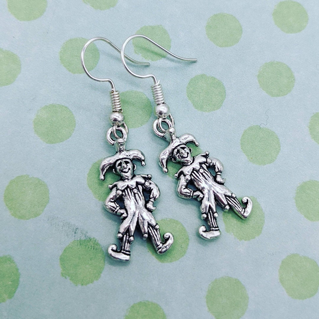 Clown Earrings, Jester Earrings, Clown Jewelry, Novelty Earrings ...