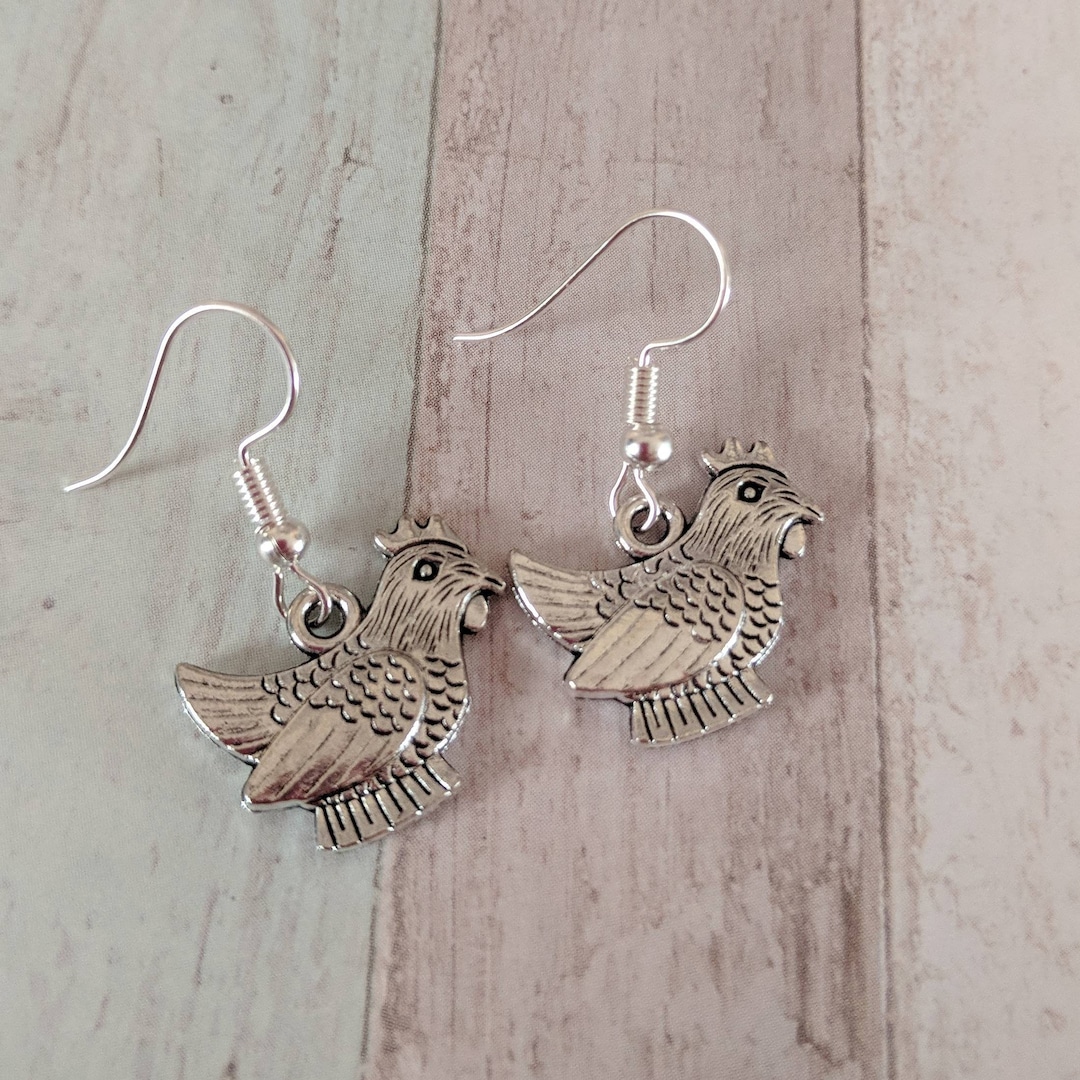 Chicken Earrings, Chicken Jewellery, Animal Earrings, Chicken Gift ...