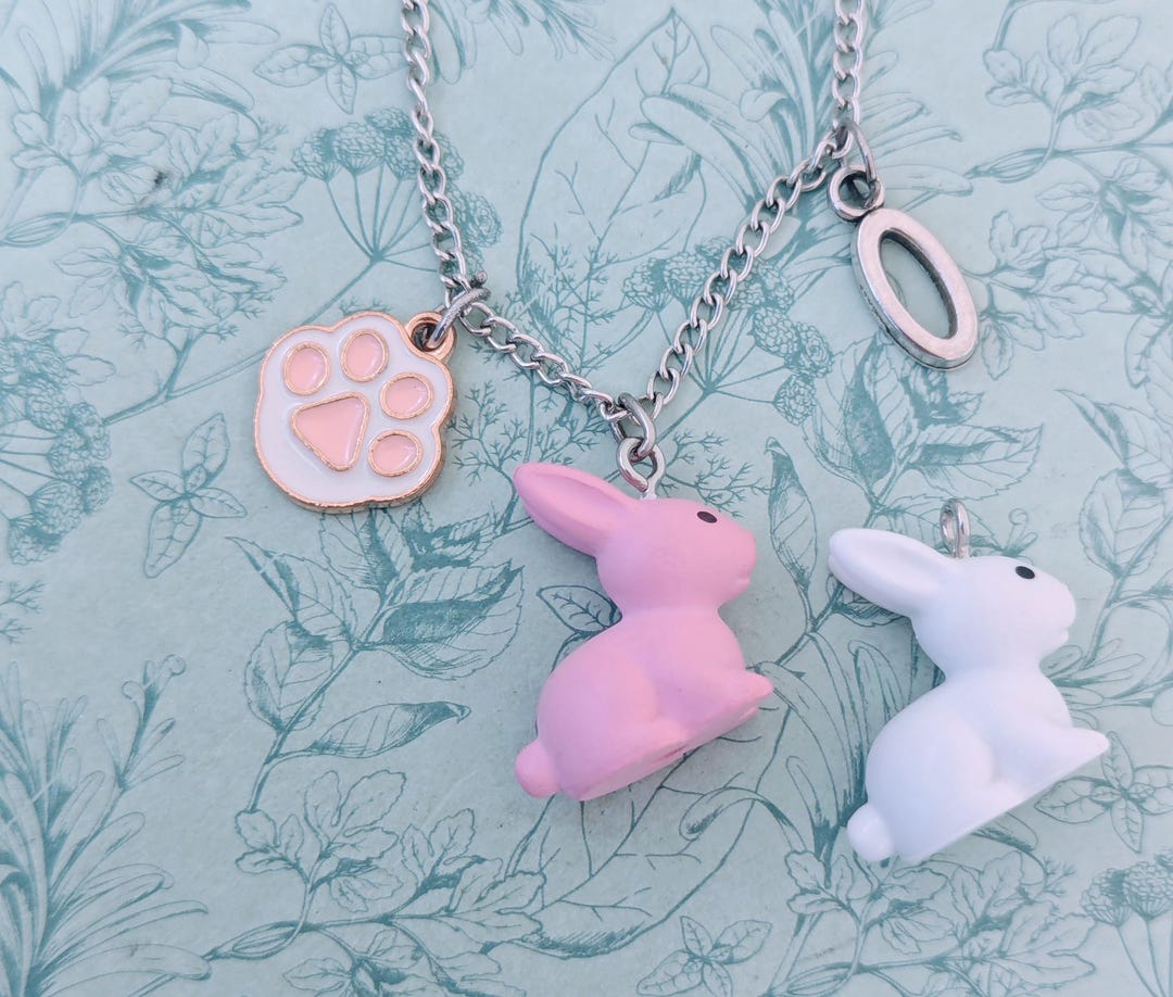 Bunny Rabbit Charm Necklace, Pink Bunny Rabbit Jewellery, Rabbit Mom ...