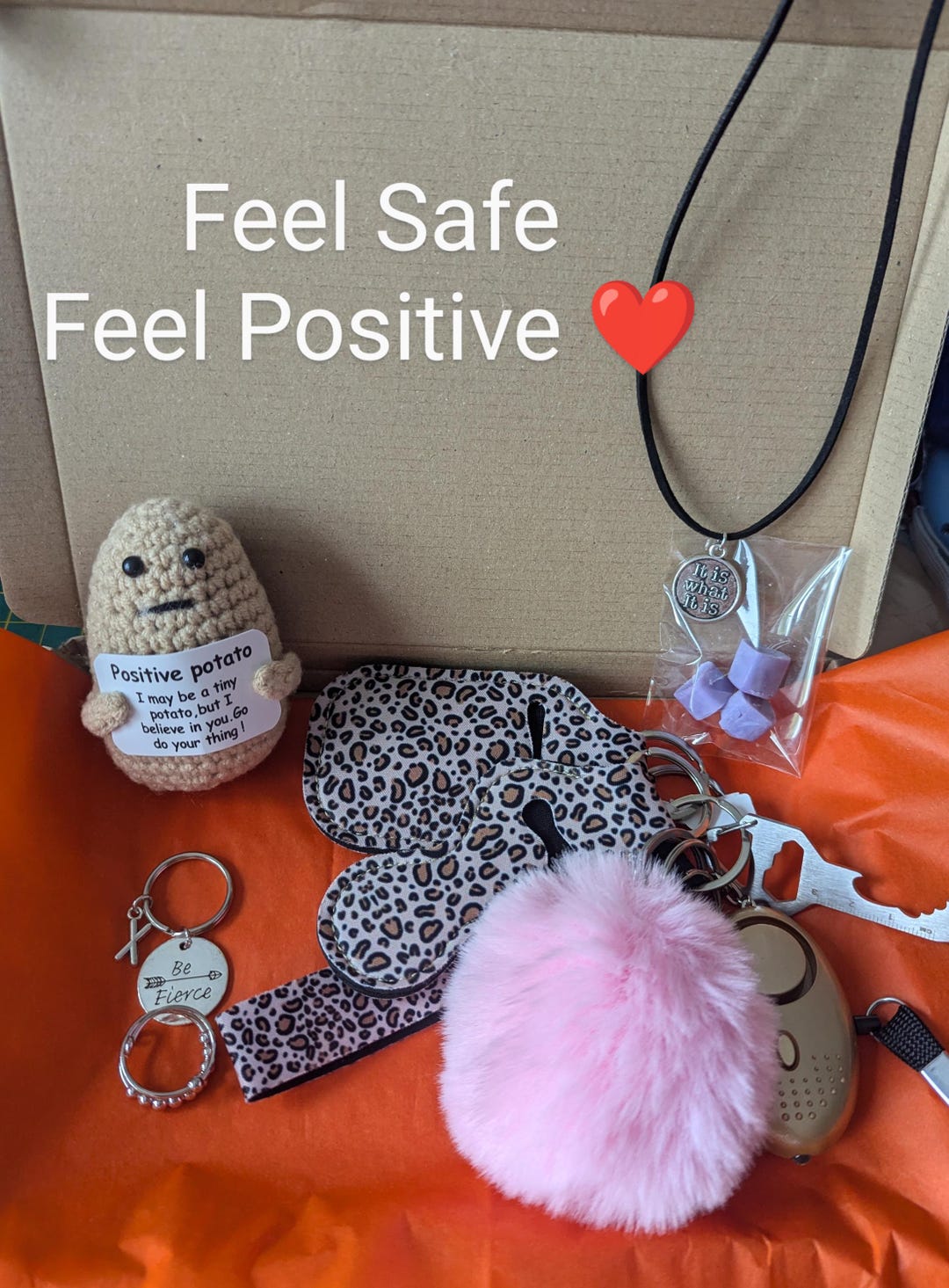 Positive Gift Set Box, Safety Keychain, Stocking Fillers, Anxiety Gifts ...