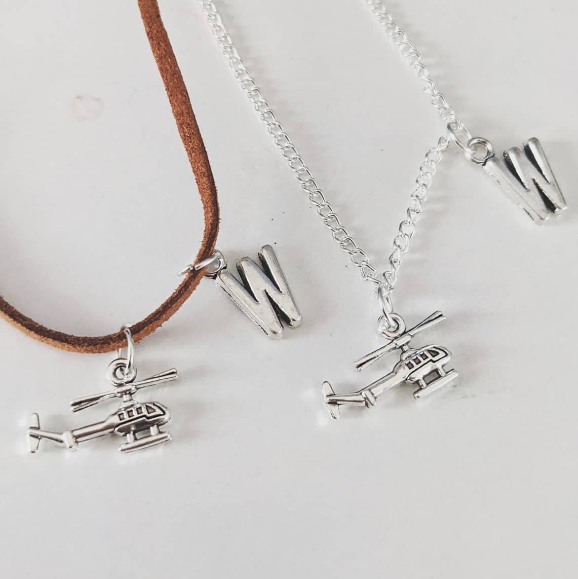 Helicopter necklace pilot gifts pilot jewelry initial | Etsy