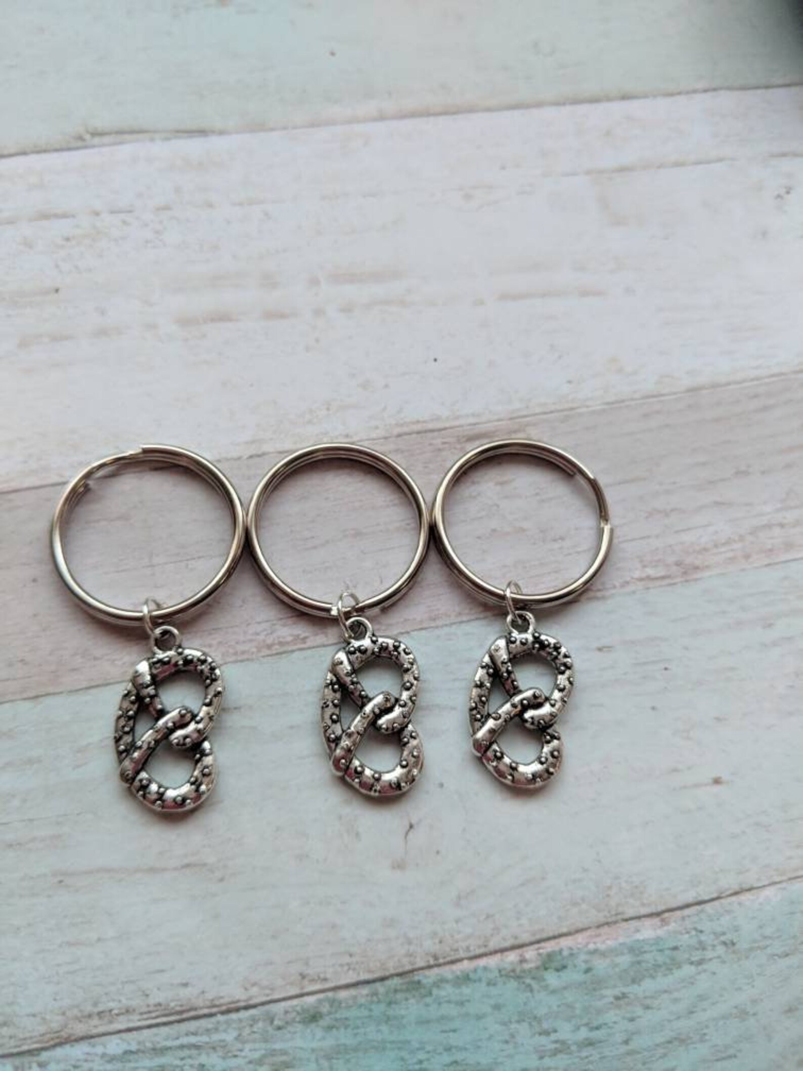 Pretzel keychain initial keychains food keyrings gift for | Etsy