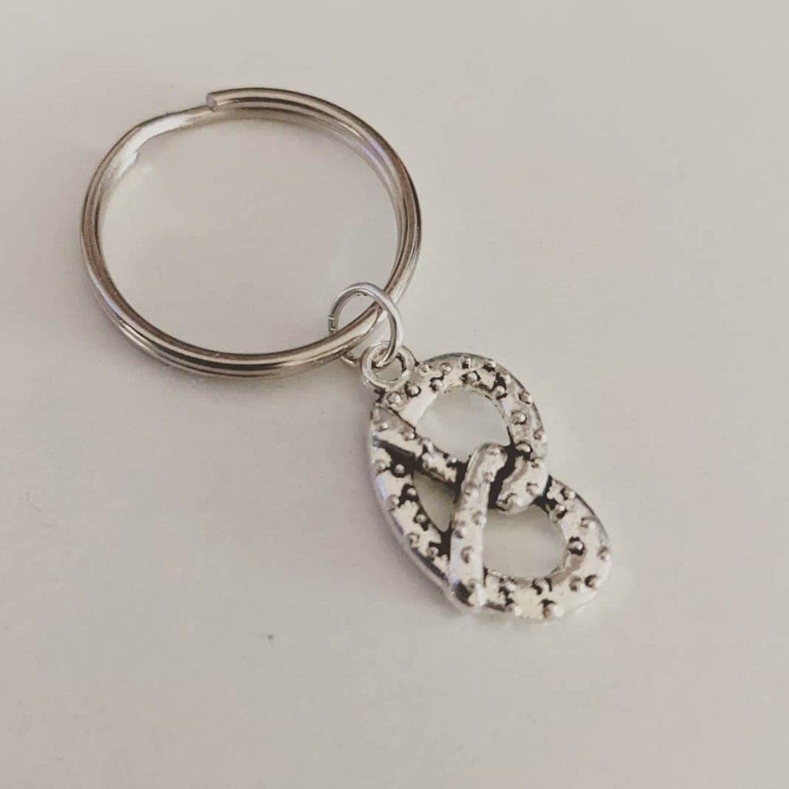 Pretzel keychain initial keychains food keyrings gift for | Etsy