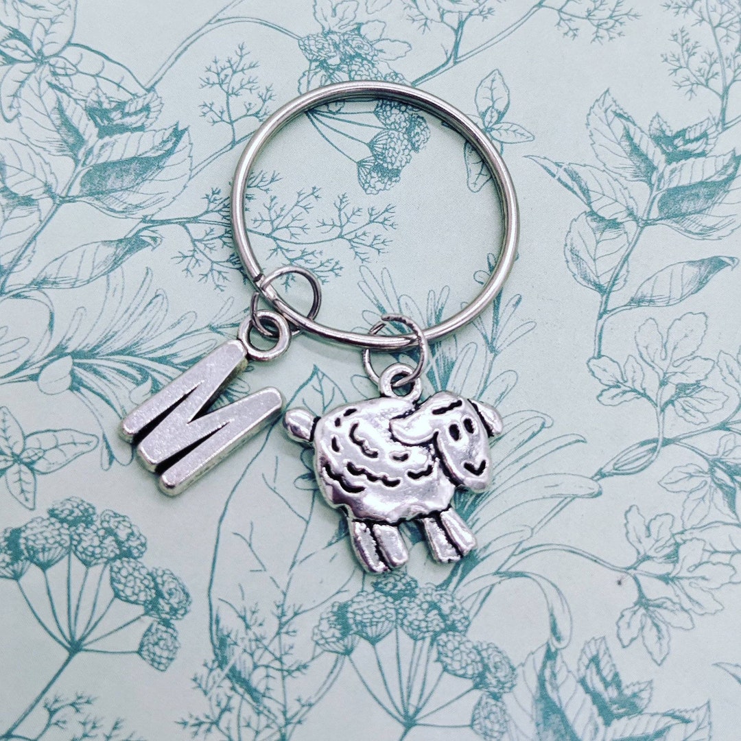 Sheep Keyring, Sheep Lover Gifts, Initial Keychain, Farmer Gifts ...