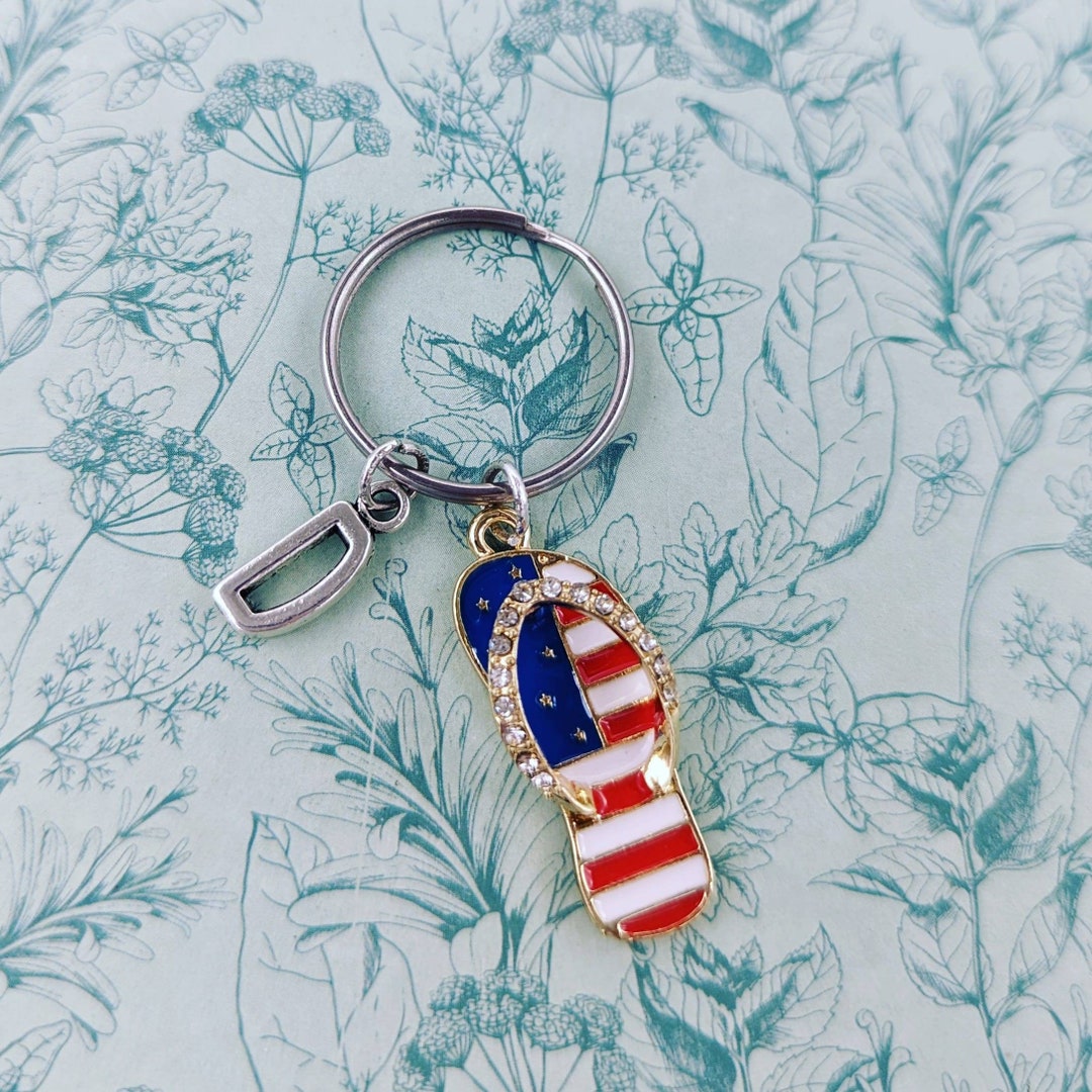 Flip Flop Keychain, USA Flag Keychain, Patriotic Gifts, Patriotic ...