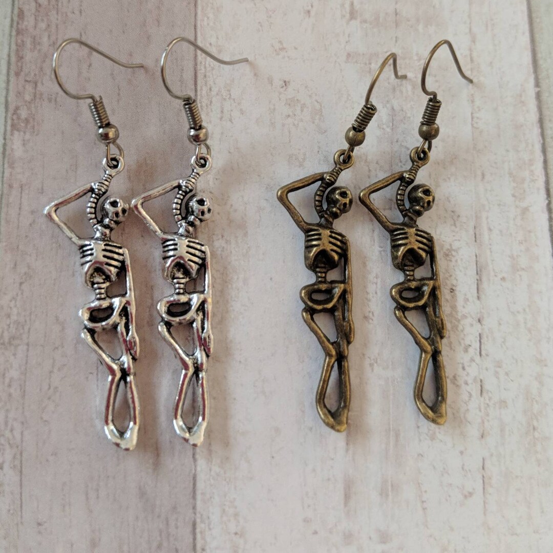 Skeleton Earrings, Day of the Dead, Goth Earrings, Halloween Earrings ...