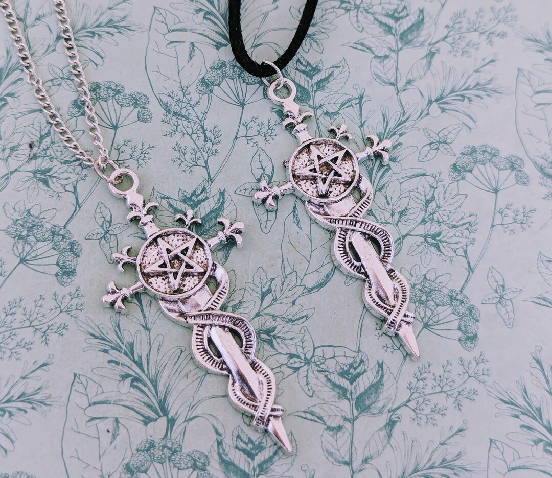 Sword Necklace, Dagger Necklace, Gothic Jewelry, Pentagram Necklace ...