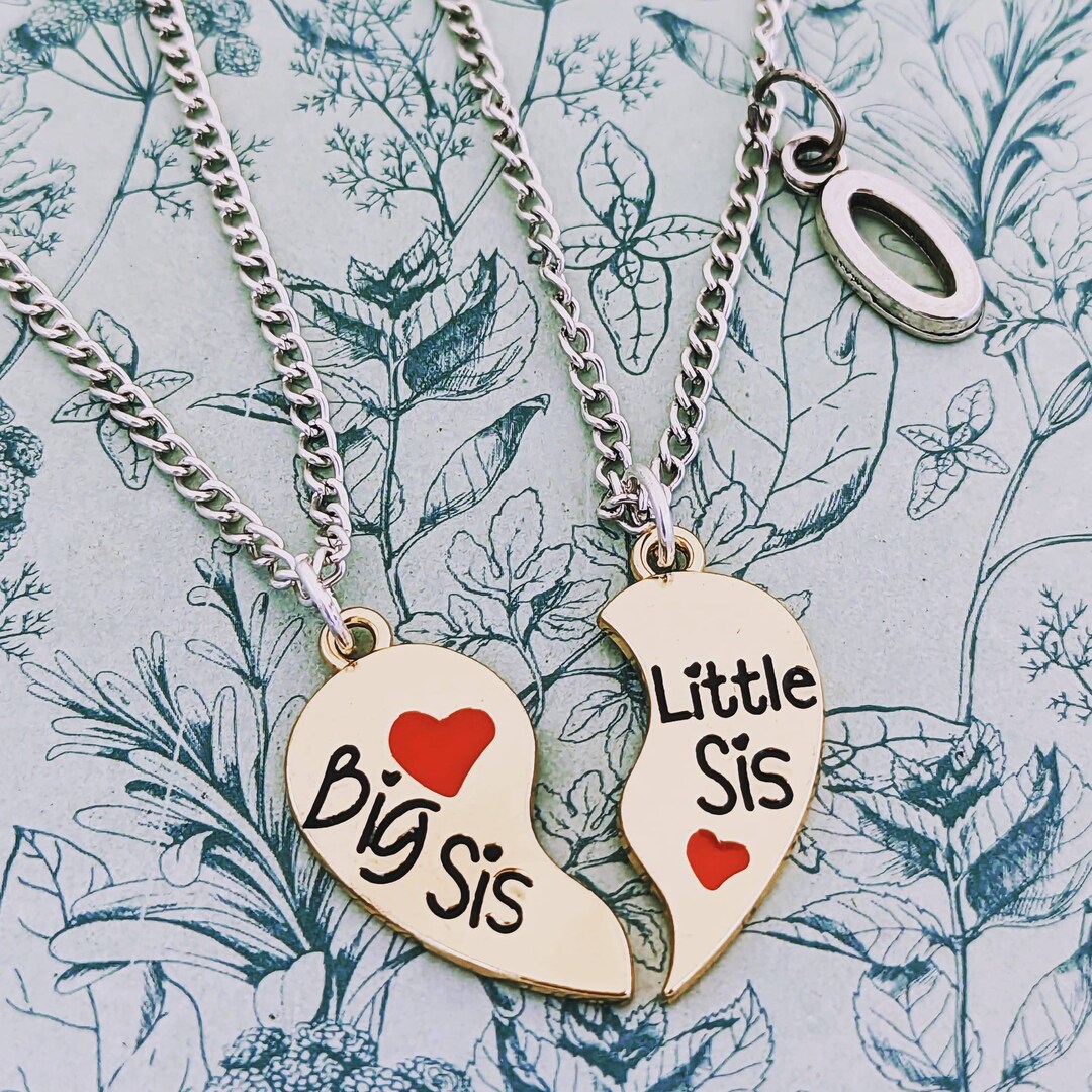 Big Sis Little Sis Necklace, Set of 2 Necklaces, Sister Birthday Gifts ...