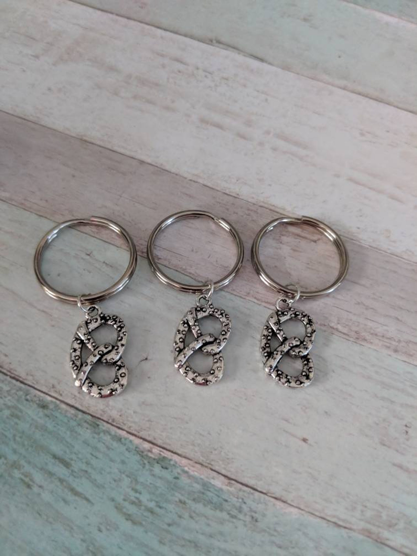 Pretzel keychain initial keychains food keyrings gift for | Etsy