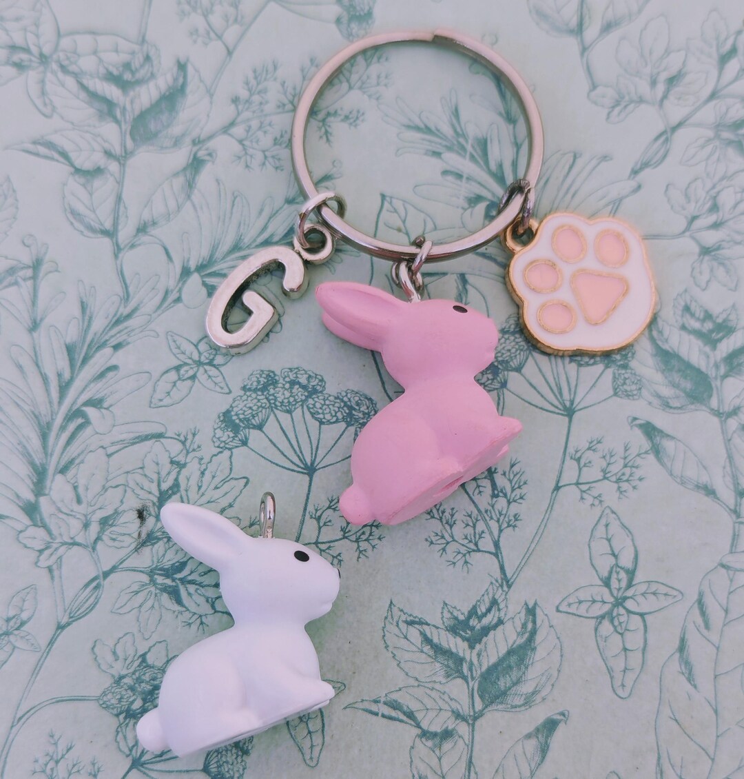 Pink Bunny Rabbit Keychain, Bunny Rabbit Lovers, Bunny Rabbit Moms ...