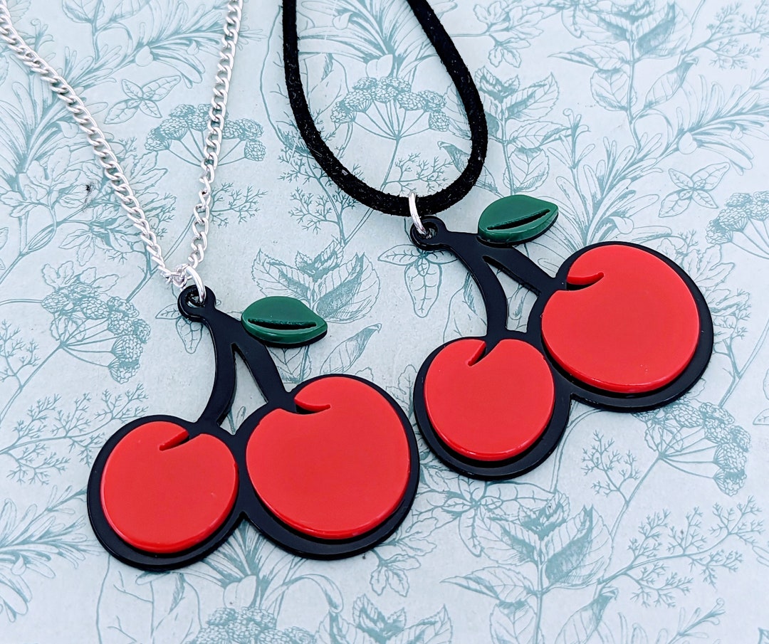 Cherry Necklace Pendant, Cherry Jewellery, Cherry Lover Gifts, Retro ...