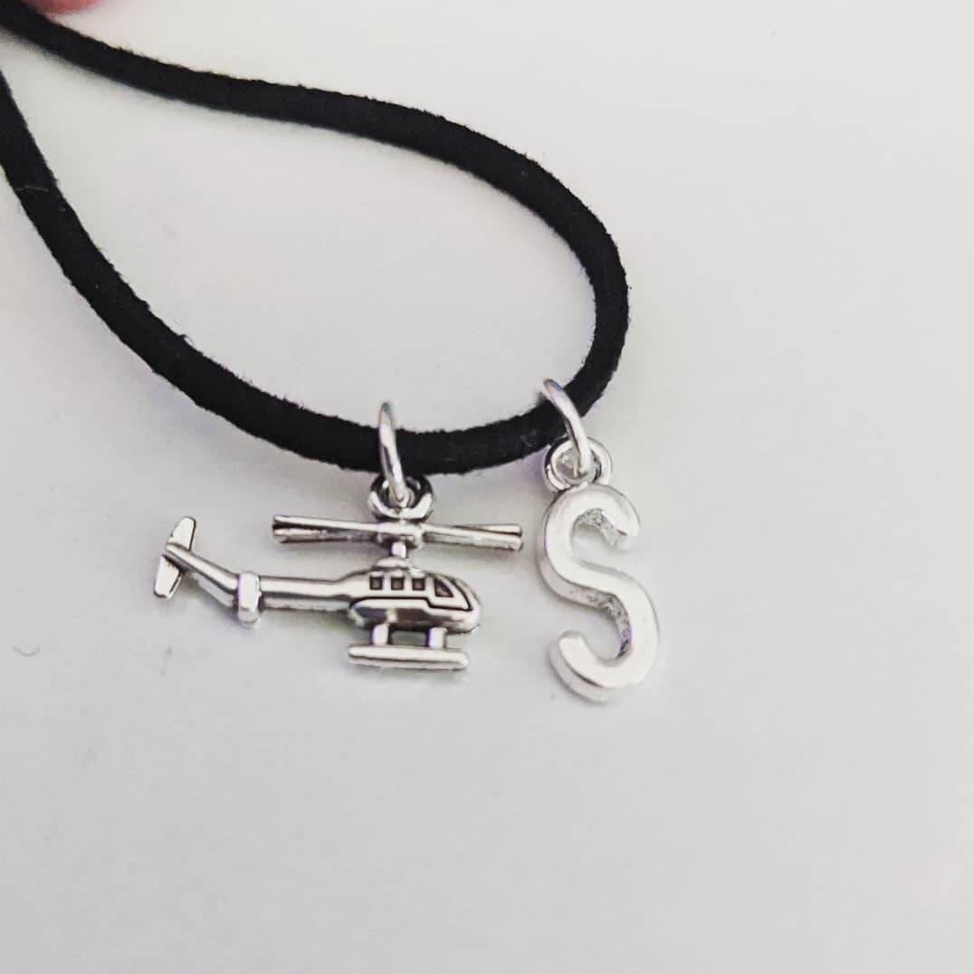 Helicopter necklace pilot gifts pilot jewelry initial | Etsy
