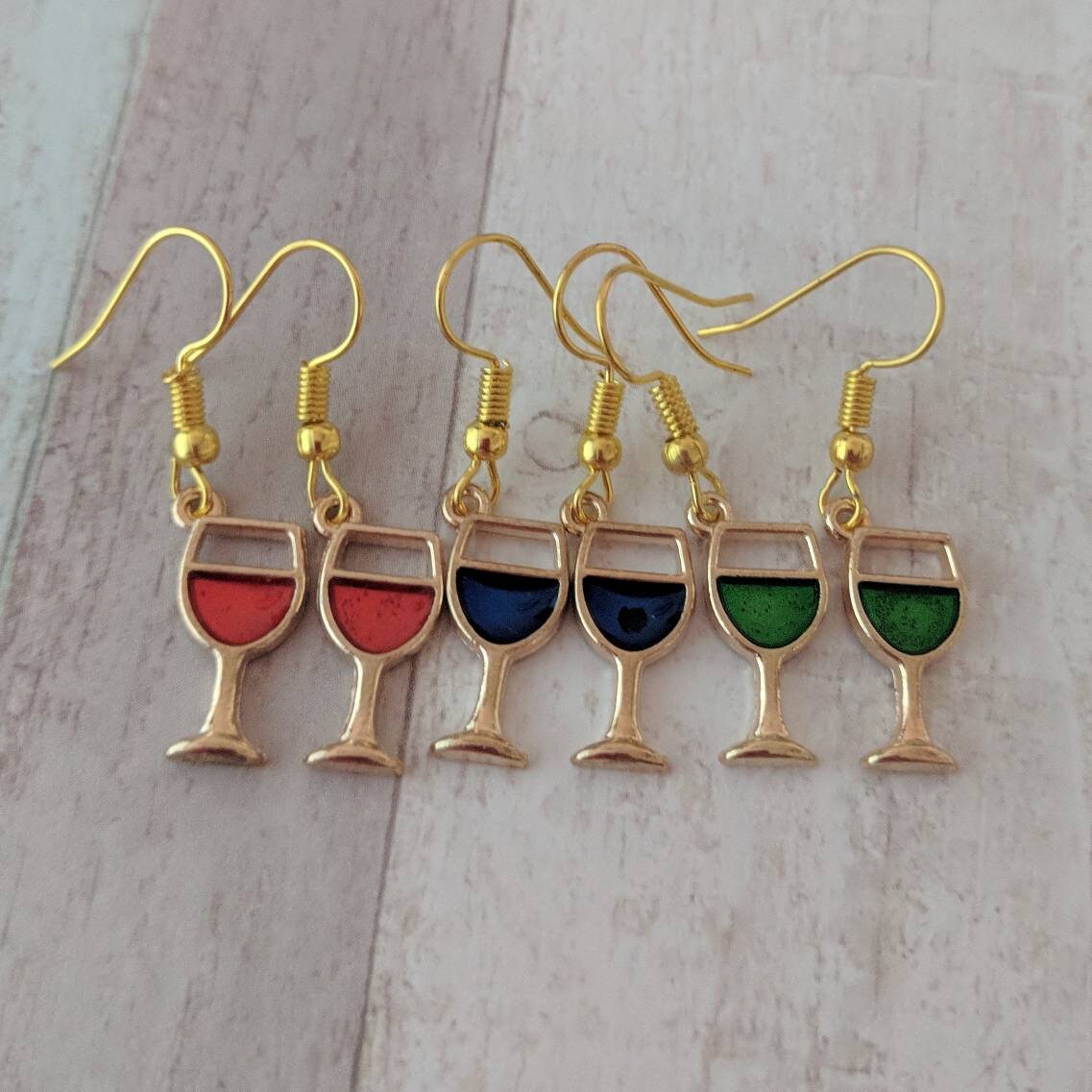 Wine earrings wine glass earrings red wine charm earrings | Etsy