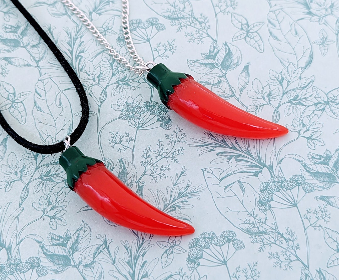 Chilli Pepper Necklace, Chilli Jewelry, Chilli Lovers, Foodie Gifts ...