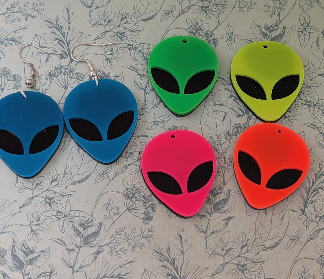 Colourful Alien Earrings, Alien Lover Gifts, UFO Earrings, Alien ...