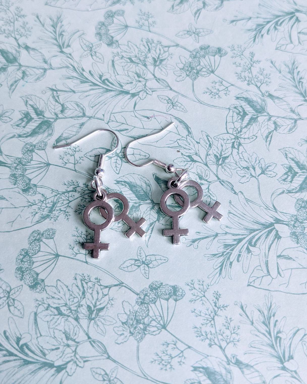 Double Venus Earrings, Female Symbol, Feminist Jewelry, LGBTQ Earrings ...