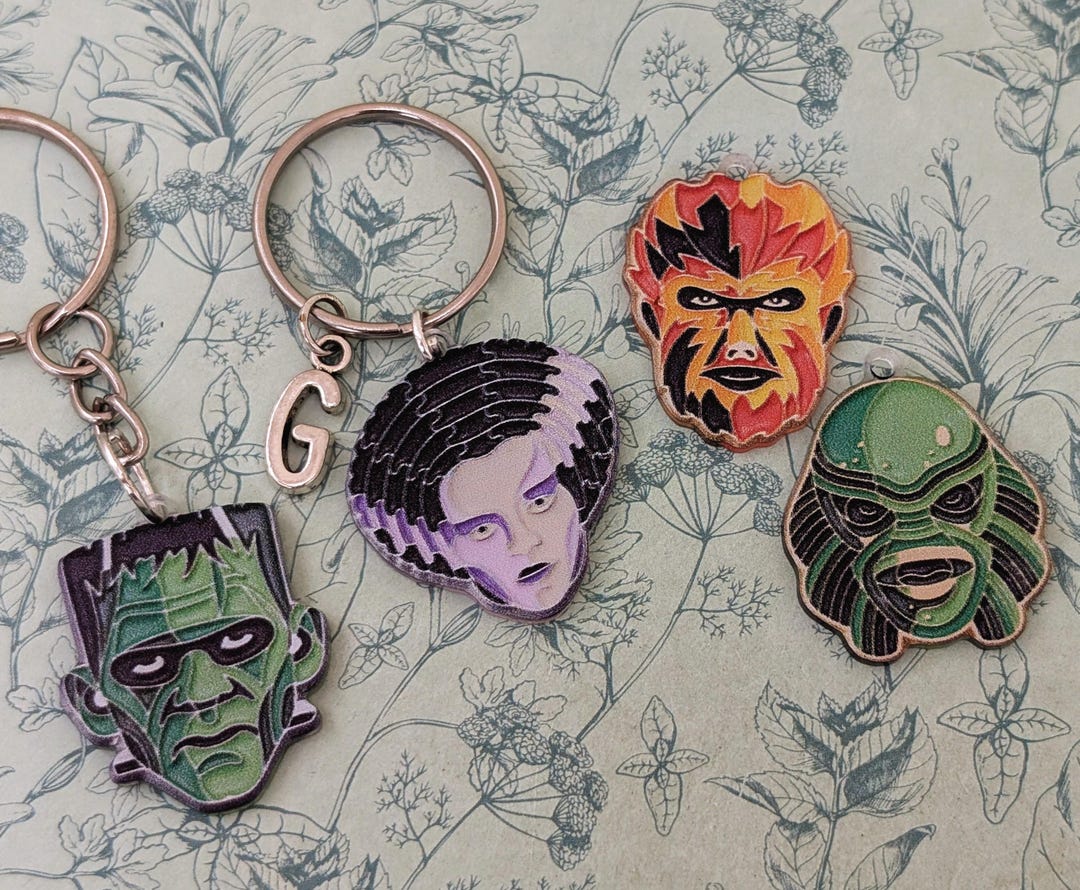 Frankenstein Themed Keyring, Halloween Style Keyring, Halloween Lover ...