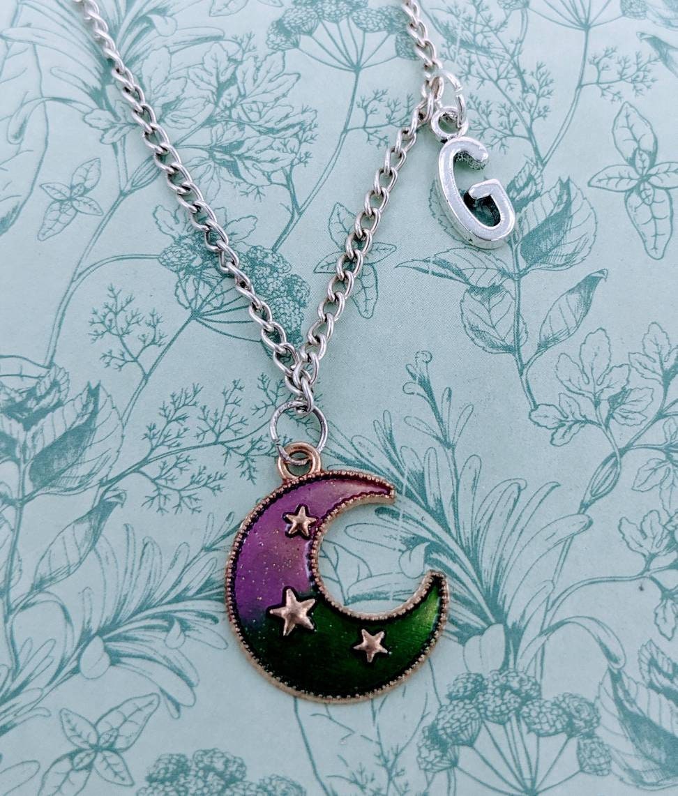 Crescent moon necklace moon necklace moon jewellery space | Etsy