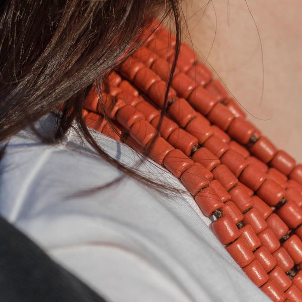 Coral Bead Necklace Etsy