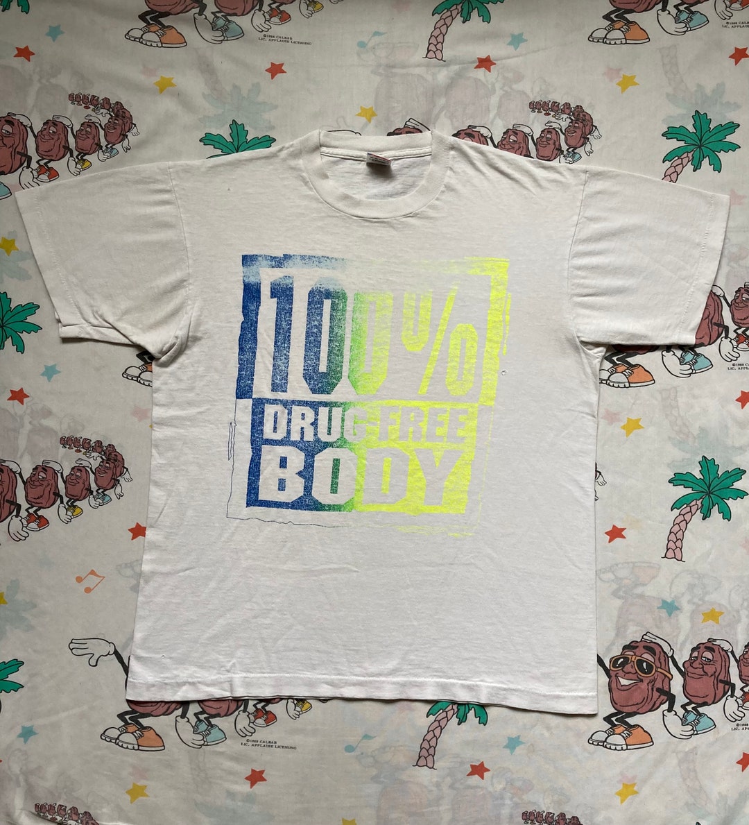 Vintage 90s 100% Drug Free Body T Shirt, Size Large Novelty Stoner ...