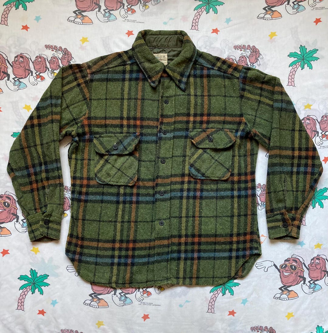 Vintage 70s Kmart Plaid Wool Shirt, Size M/L Anchor Buttons - Etsy