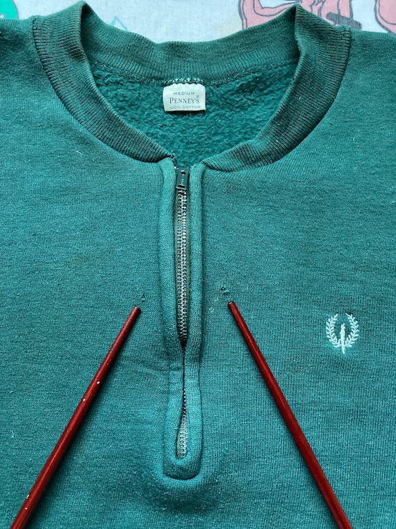 Vintage 50’s Penny’s Forest Green Quarter Zip Sweatsh… - Gem Vintage 50’s Penny’s Forest Green Quarter Zip Sweatsh… - Gem