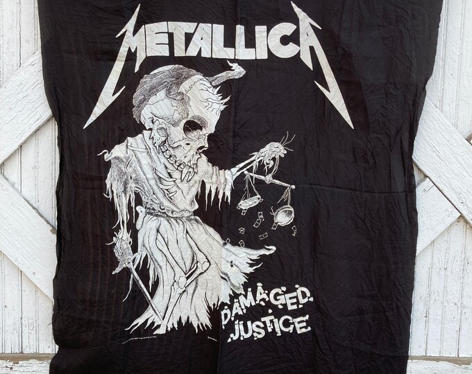 Vintage 80s Metallica Damaged Justice Textile Poster 1989 Nikry Co ...