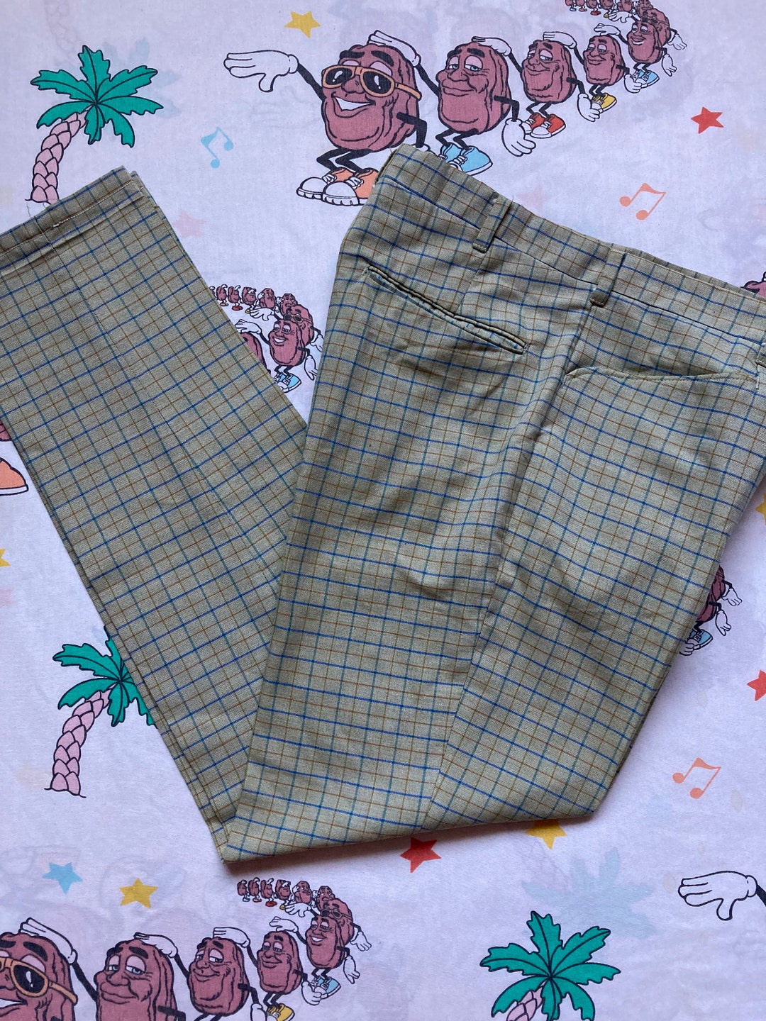 Vintage 70s Levis Sta-prest Checkered Plaid Trousers, 29x28 Peg Leg ...