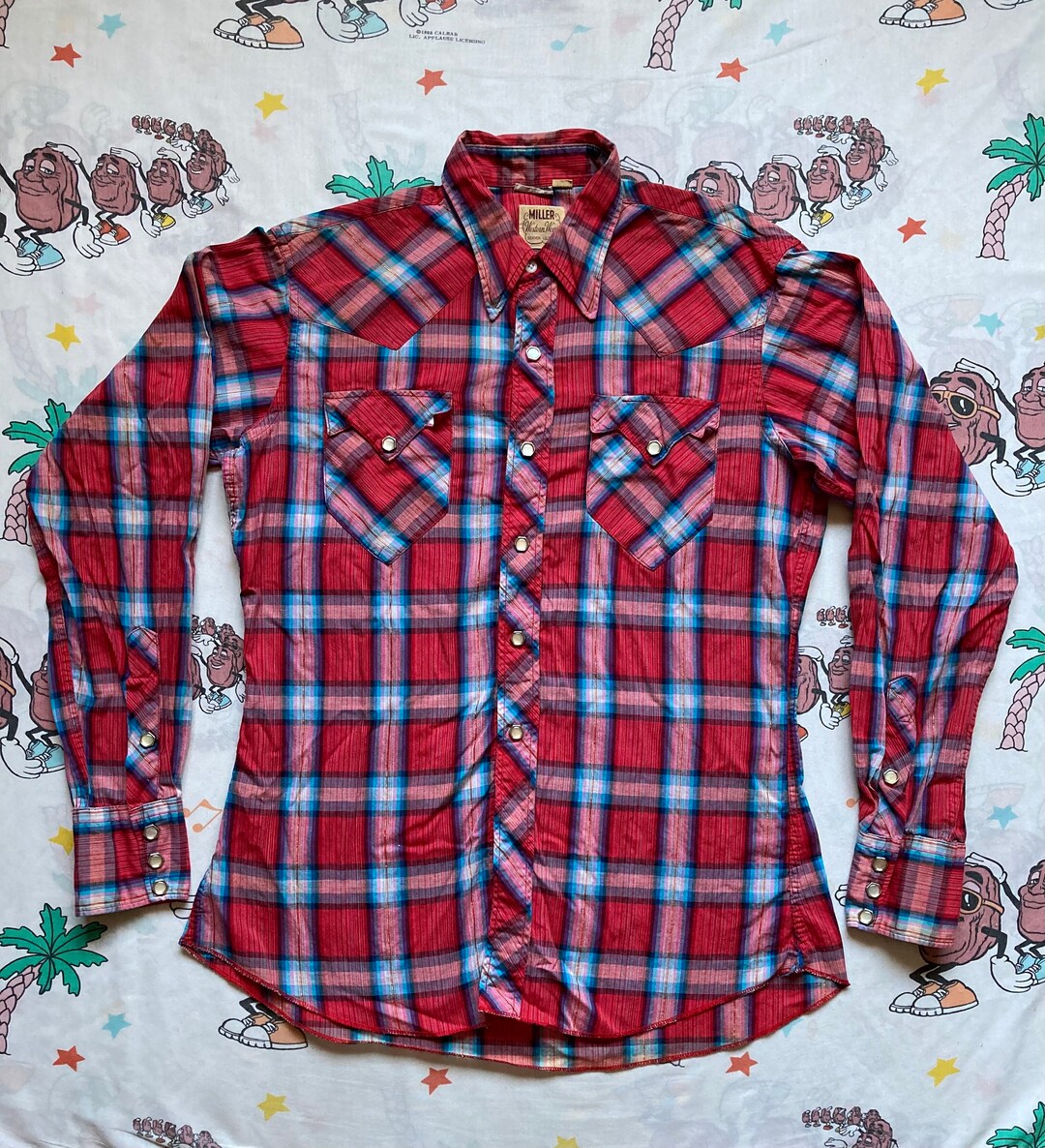Vintage 50s Miller Western Shirt, Size Medium Gold Accented Glam Pearl ...