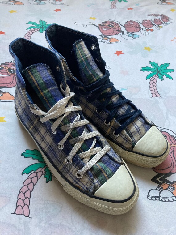Vintage 90s Plaid Converse Chuck Taylor Hi Top Sneakers Size - Etsy