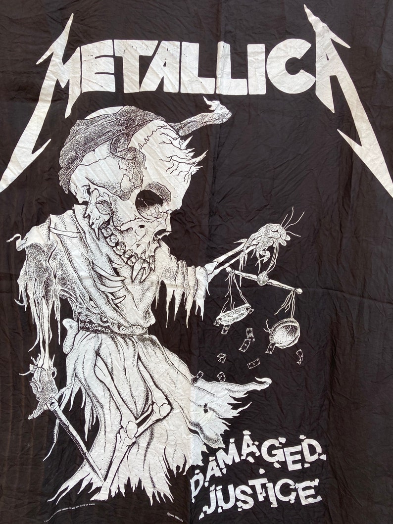 Vintage 80s Metallica Damaged Justice Textile Poster 1989 - Etsy
