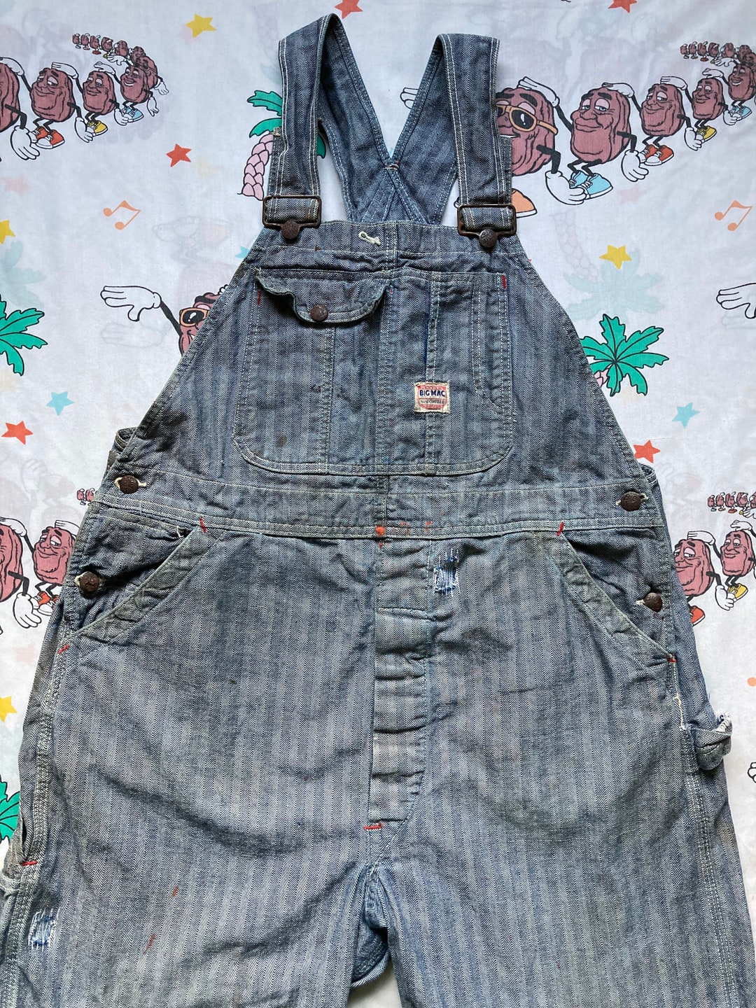 Vintage 40s Pennys Big Mac Herringbone Denim Overalls 36x28 - Etsy