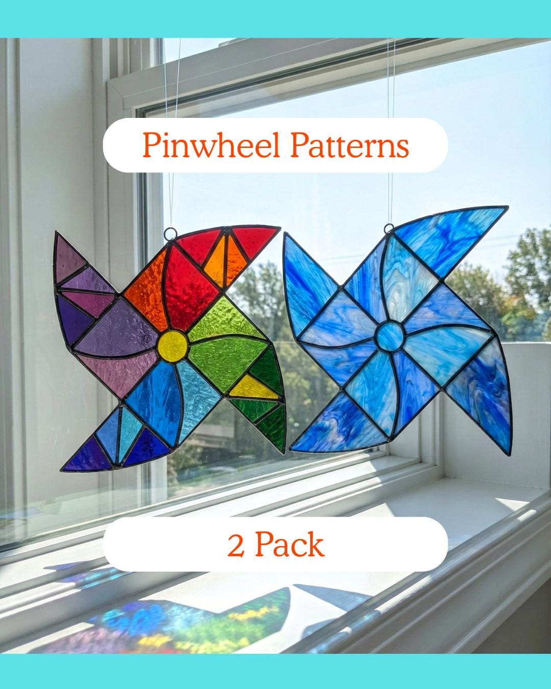 Pinwheel Stained Glass Pattern for Summer Sun Catcher DIY Template (PDF ...