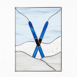 Skis Stained Glass Pattern for Winter Panel DIY Template (PDF, PNG, Svg ...