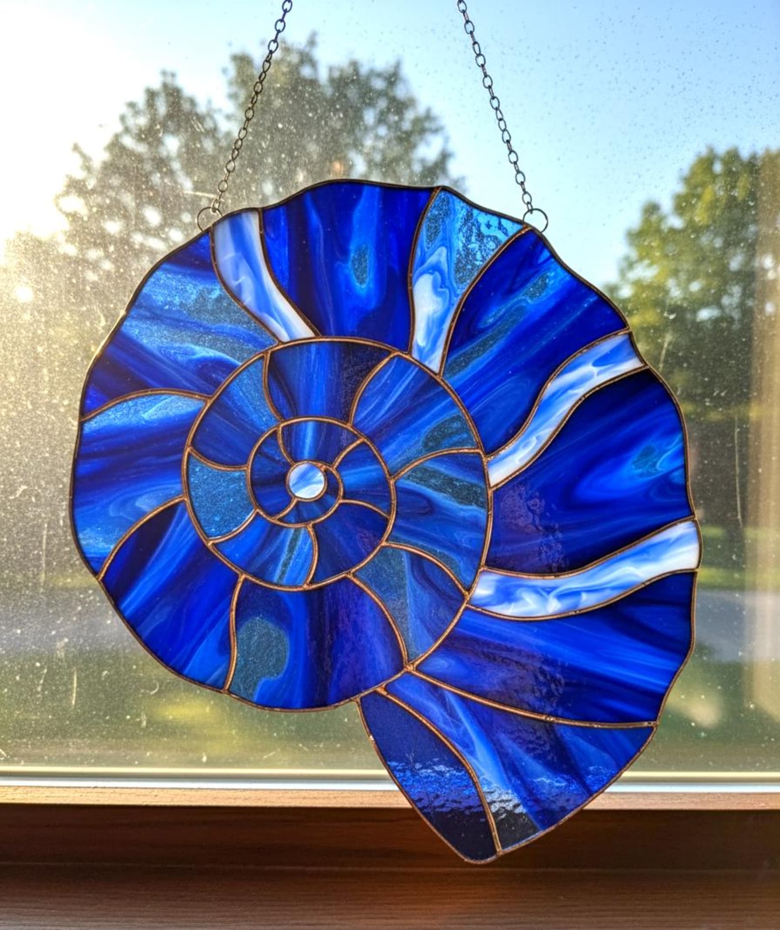 Nautilus Stained Glass Pattern for Shell Sun Catcher DIY Template (PDF ...